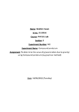 PHY101-Lab Manual - Lab Report - 1 PHYSICS LABORATORY MANUAL PHY 101 ...