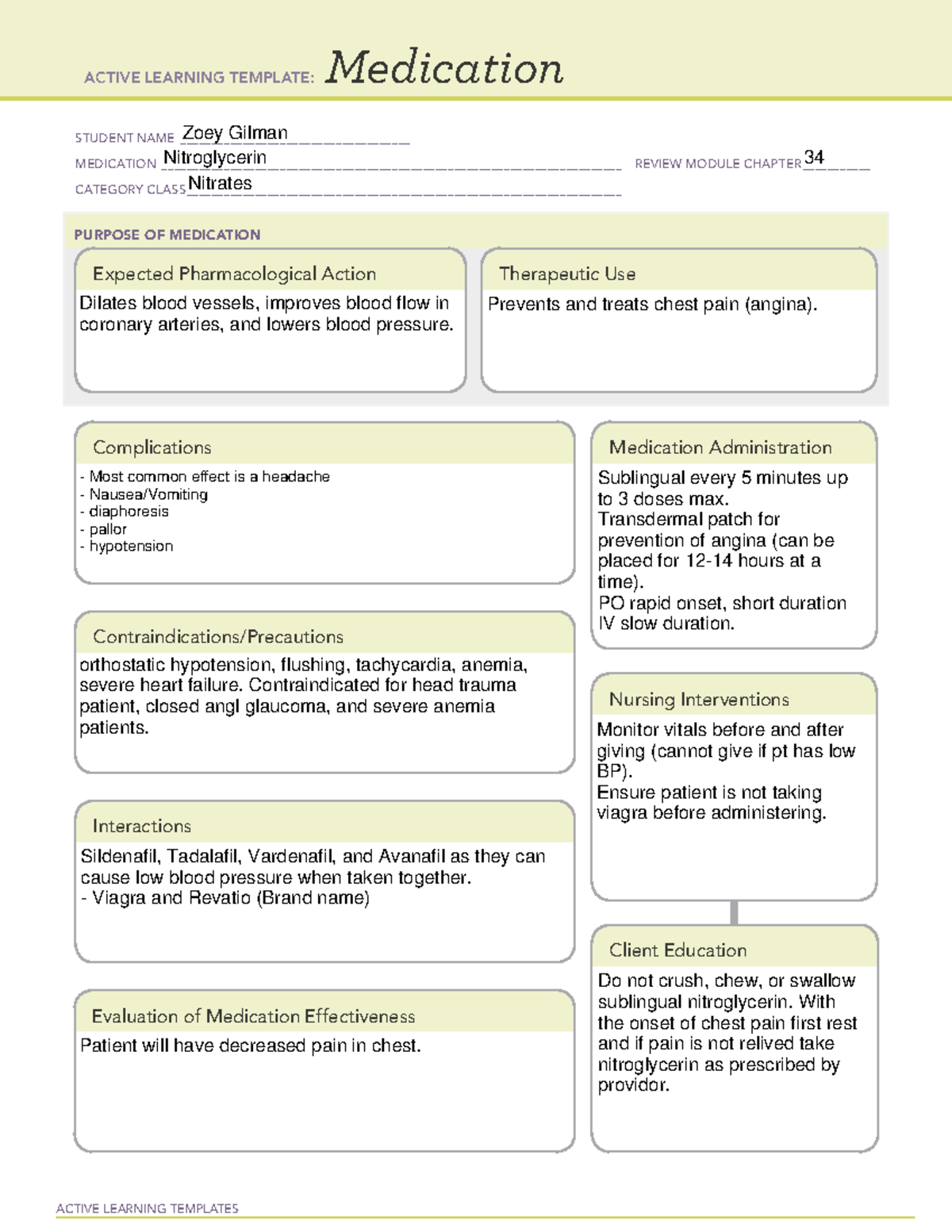 ATI Medication Active Learning Template - ACTIVE LEARNING TEMPLATES ...