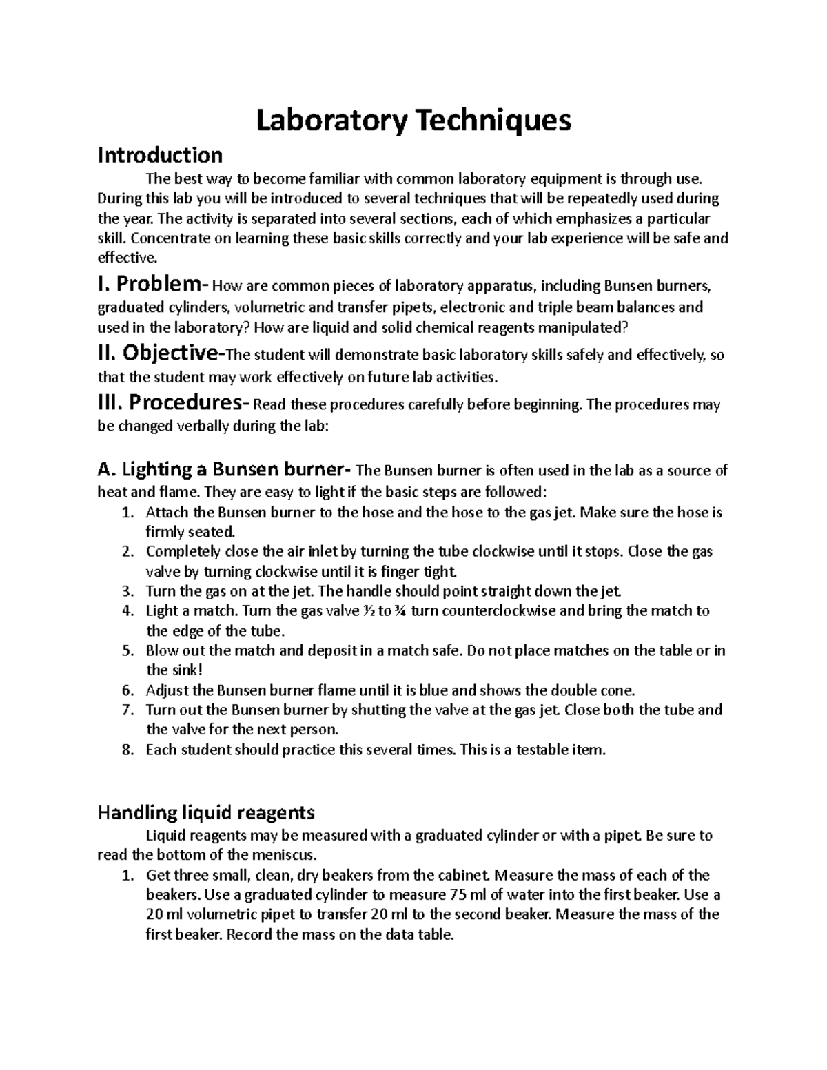 Laboratory Techniques-1 - Laboratory Techniques Introduction The best ...