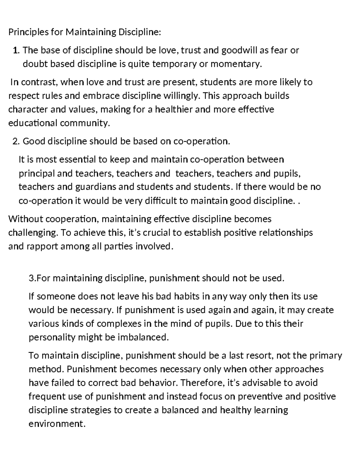 Document (20) - N/A - Principles for Maintaining Discipline: 1. The ...