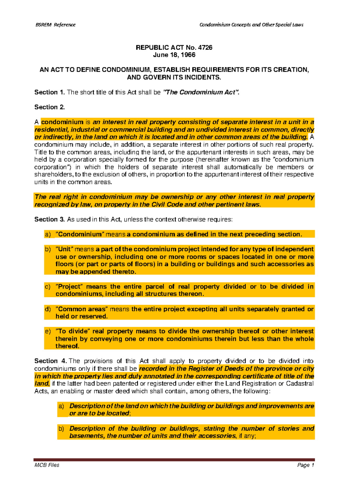 RA 4726 - B05 - RA 4726 - REPUBLIC ACT No. 4726 June 18, 1966 AN ACT TO ...