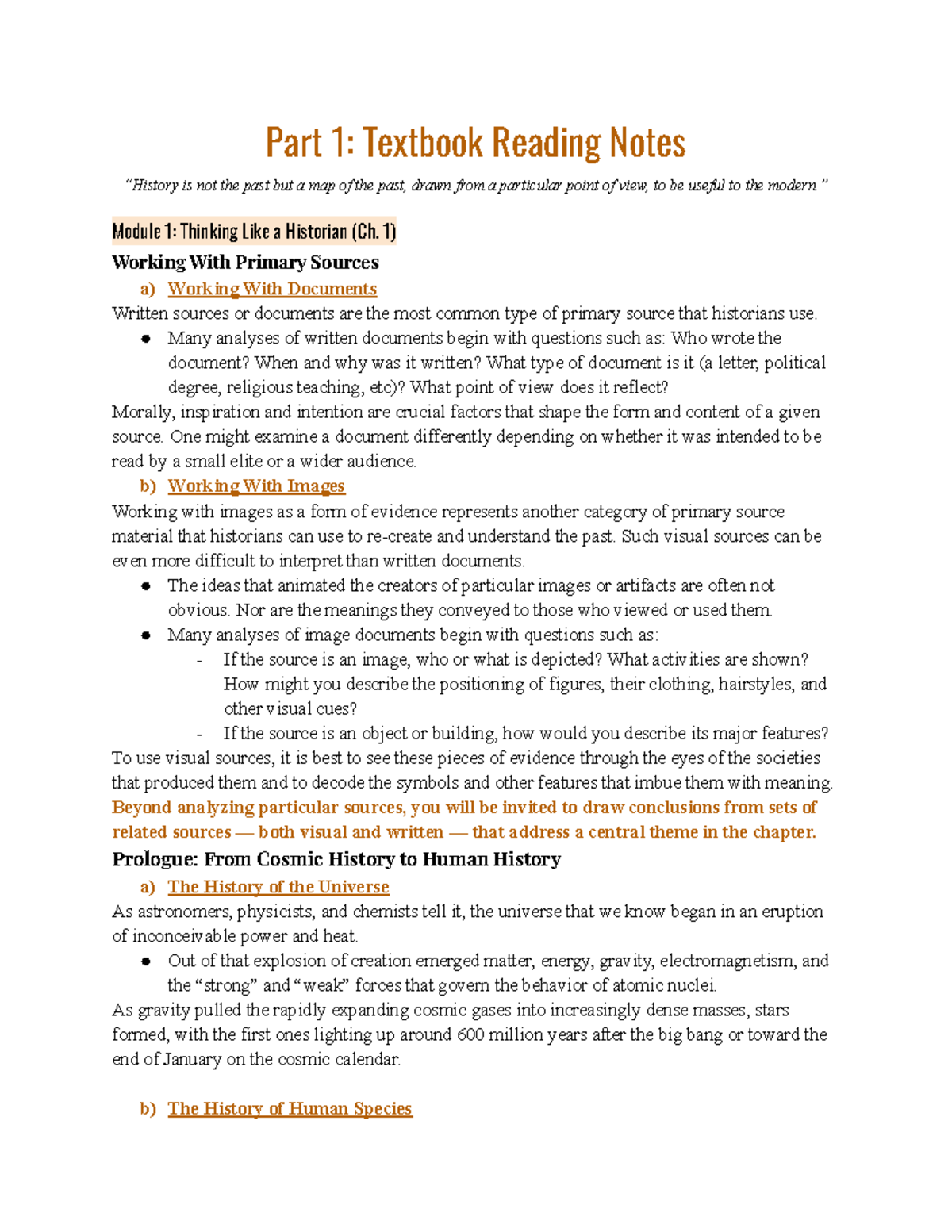 (Module 1-2) - Part 1: Textbook Reading Notes “History is not the past ...