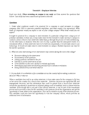 Tutorial 8 Training and Development Solutions - 1 Tutorial 8 – Training and Development Question ...