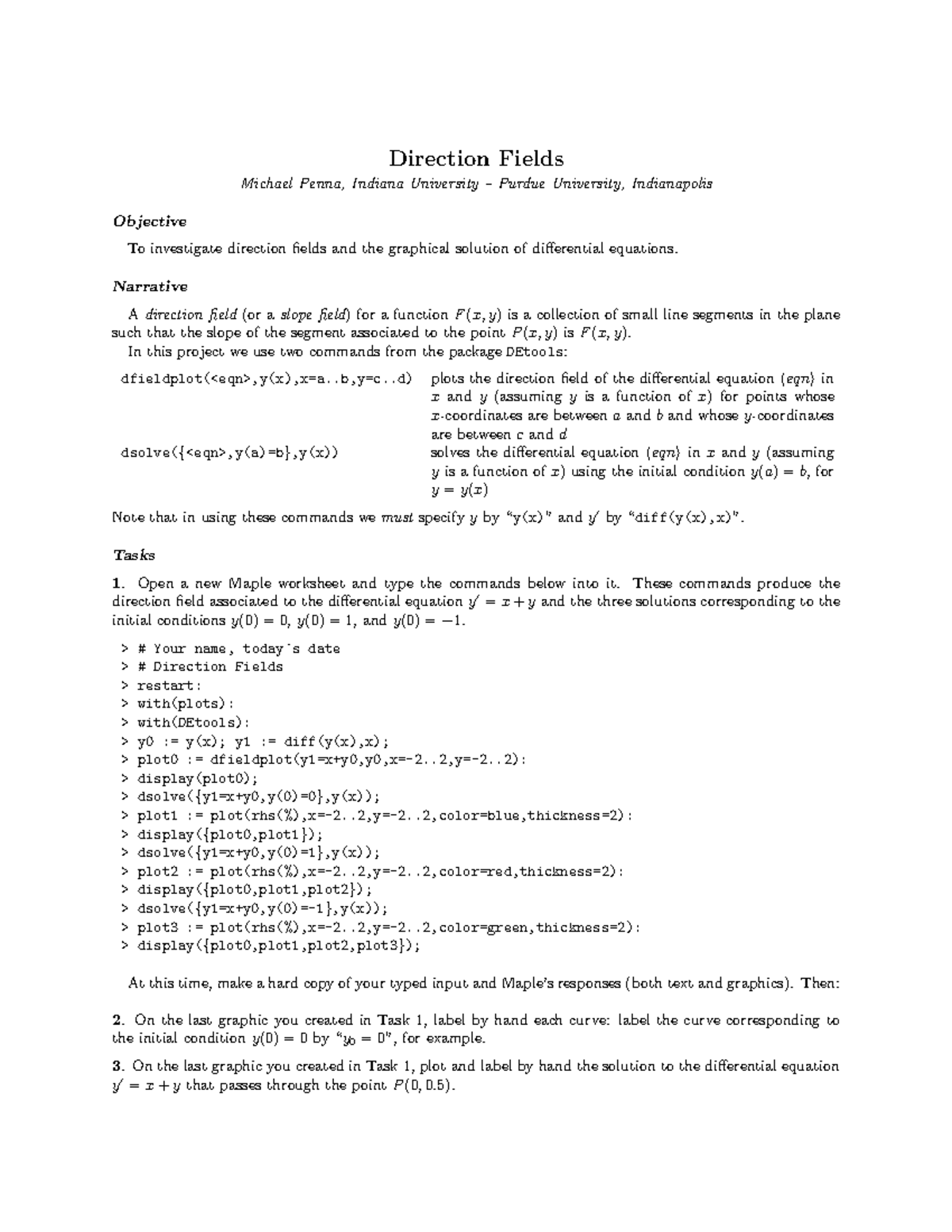 CP#9 Chapter 9.2 Directional Fields - Direction Fields Michael Penna ...