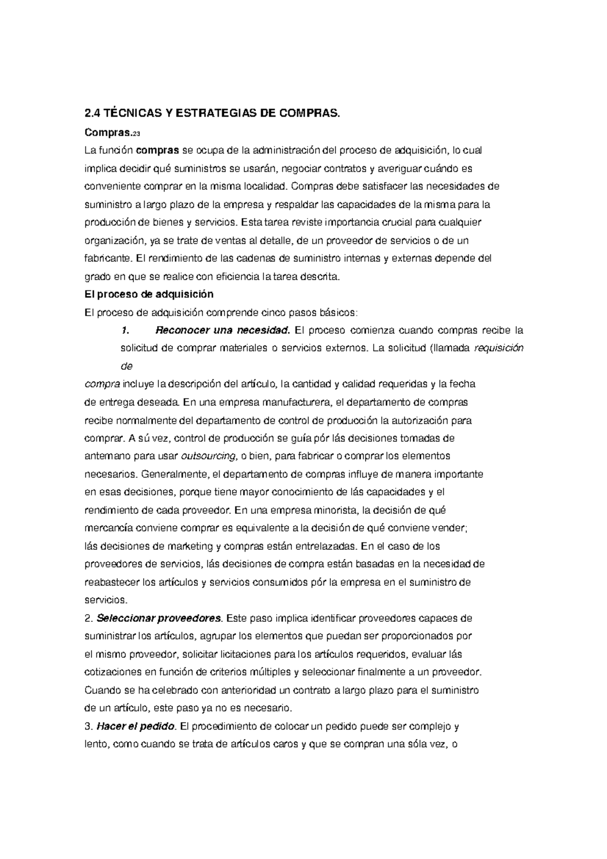 TÉCNICAS Y ESTRATEGIAS DE COMPRAS - Compras. 23 La función compras se ...