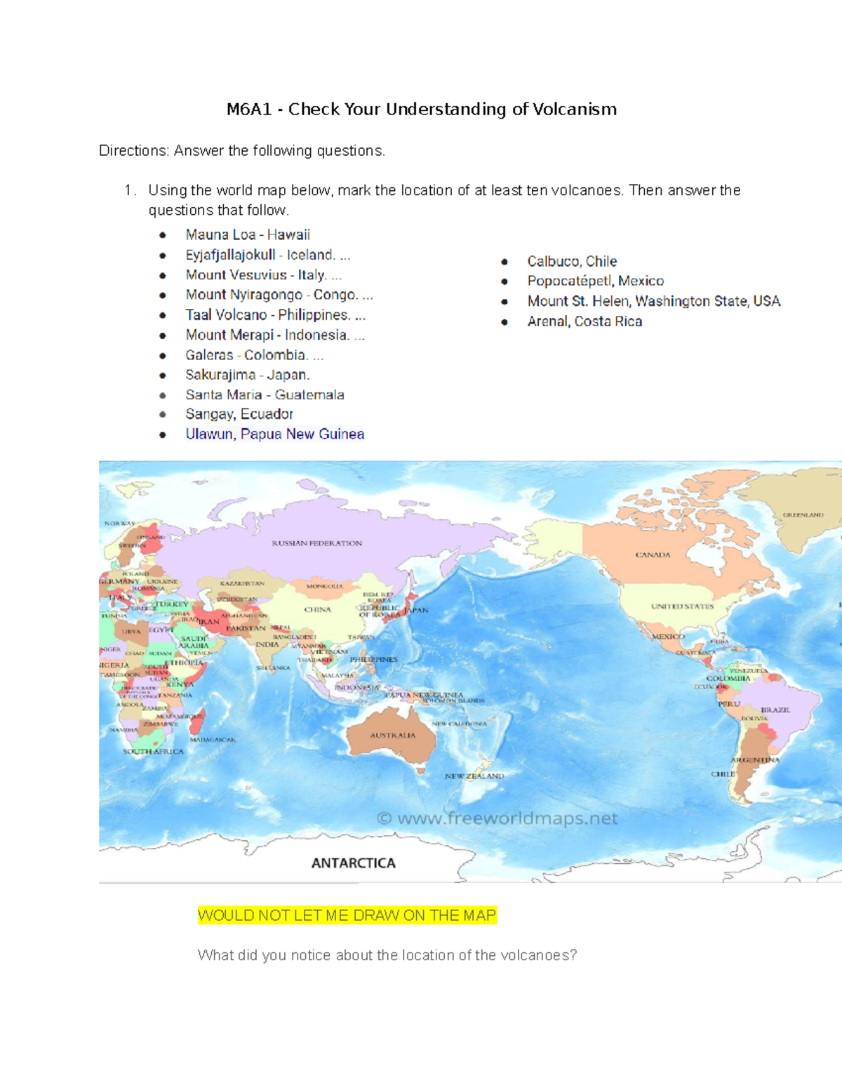Copy of M6A1 - Check Your Understanding of Volcanism Morgan Nicely ...
