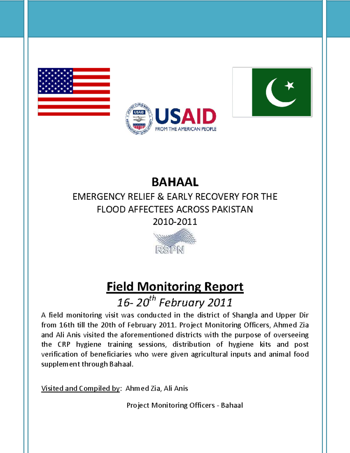 Field Monitoring Report 1 - Sciences numériques et technologie - Studocu