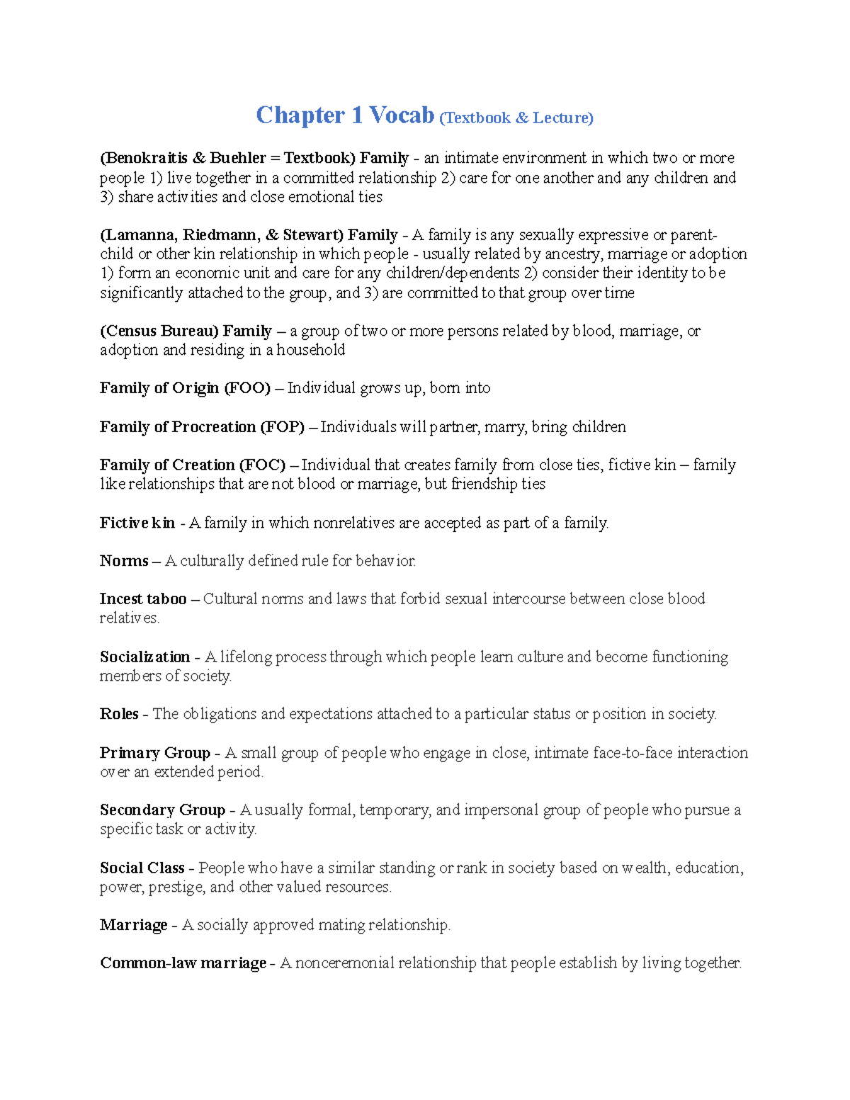 Ch. 1 Vocab - Professor Dr. Christine Gray, Hybrid: Terms from the ...