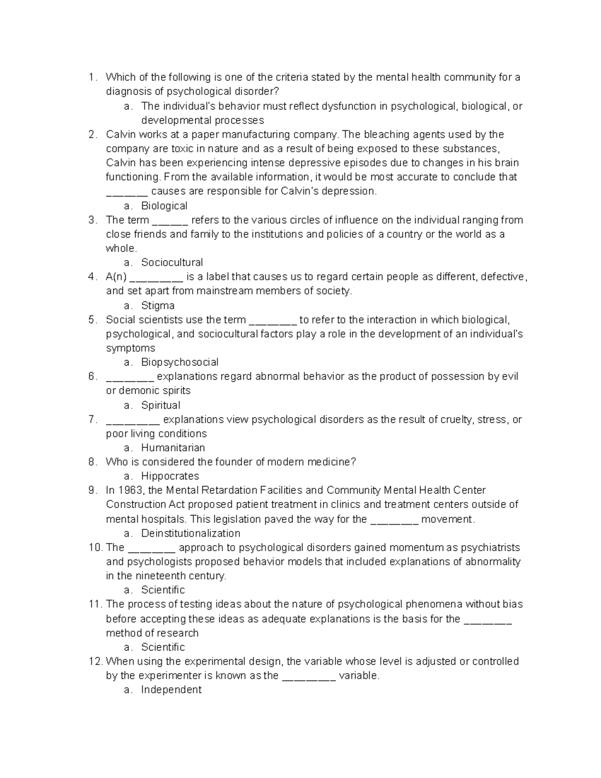 Psych 220 QUIZ 1 - PSYC& 220 - Edmonds CC - Studocu