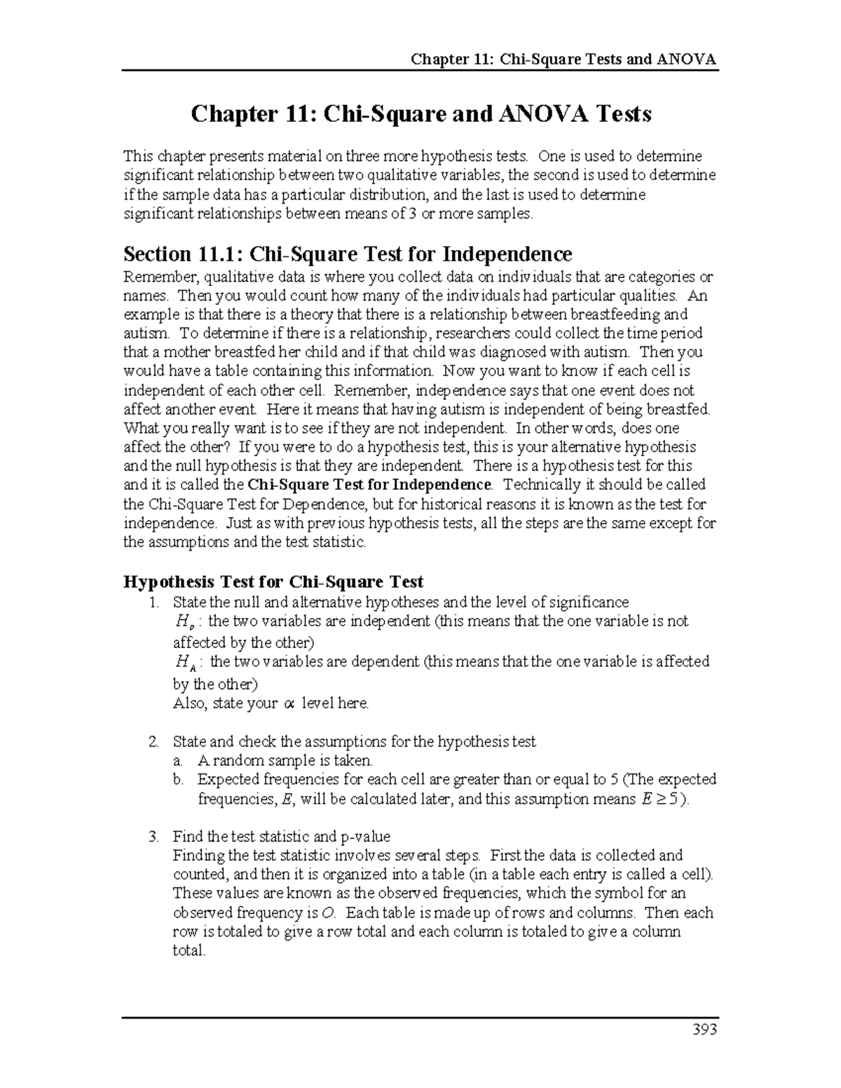 Chapter 11 - Chapter 11: Chi-Square Tests and ANOVA Chapter 11: Chi ...
