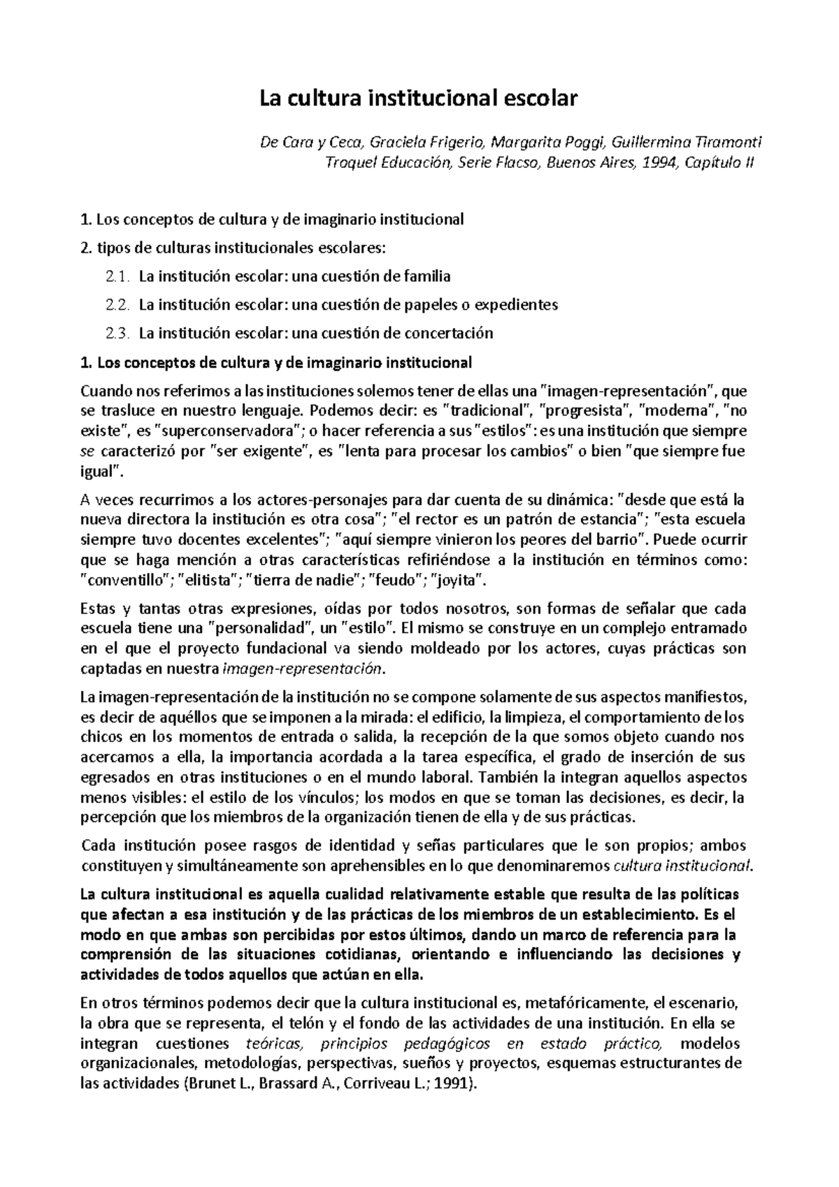 Cultura Escolar - La cultura institucional escolar De Cara y Ceca ...