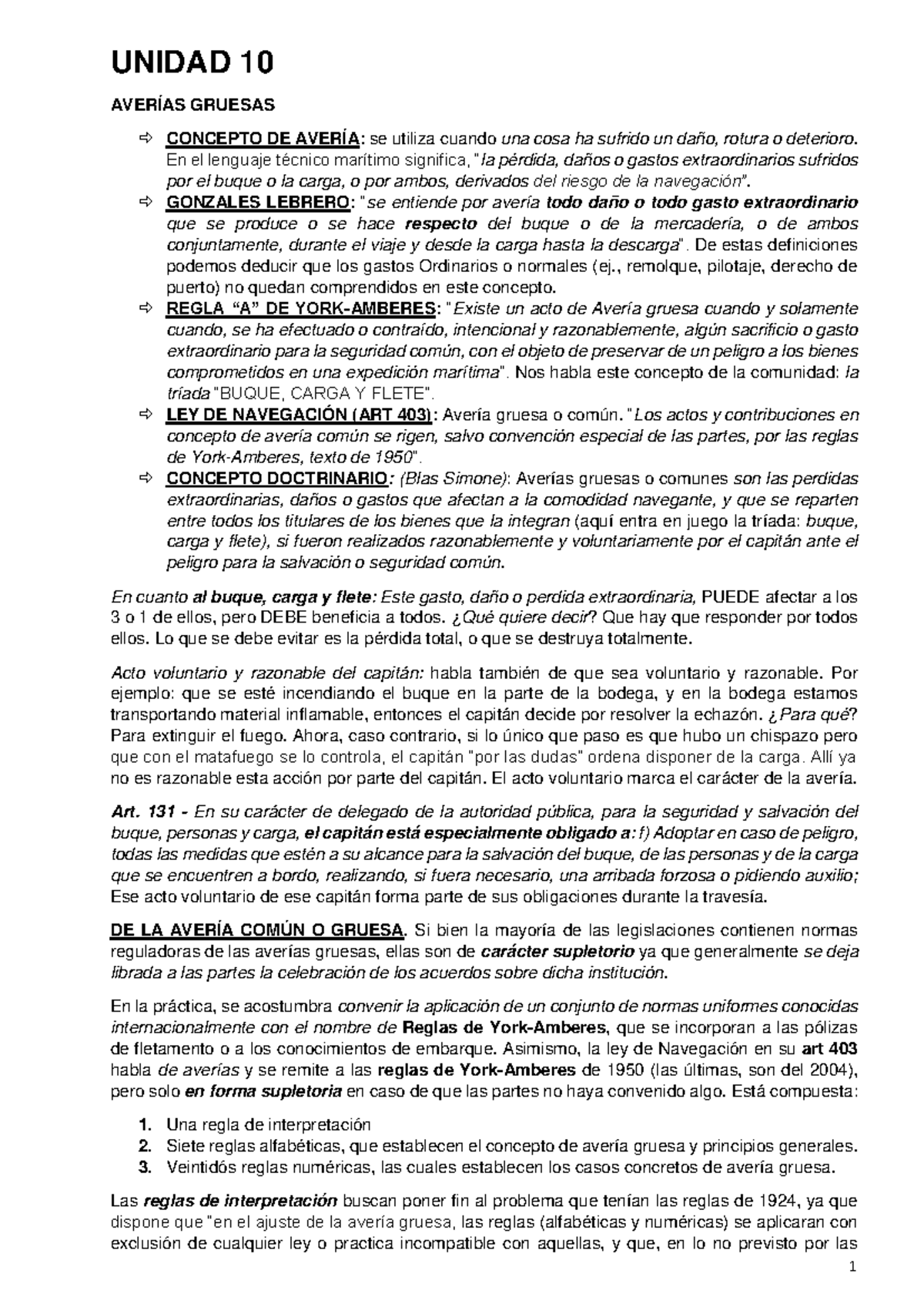 Unidad 10 - UNIDAD 10 AVERÍAS GRUESAS CONCEPTO DE AVERÍA: se utiliza ...