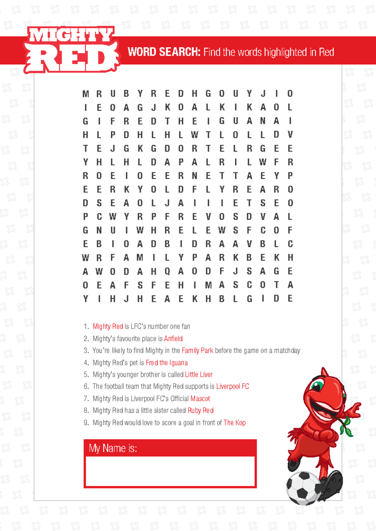 0766 8150 mighty activity sheet word search - My Name is: Mighty Red is ...