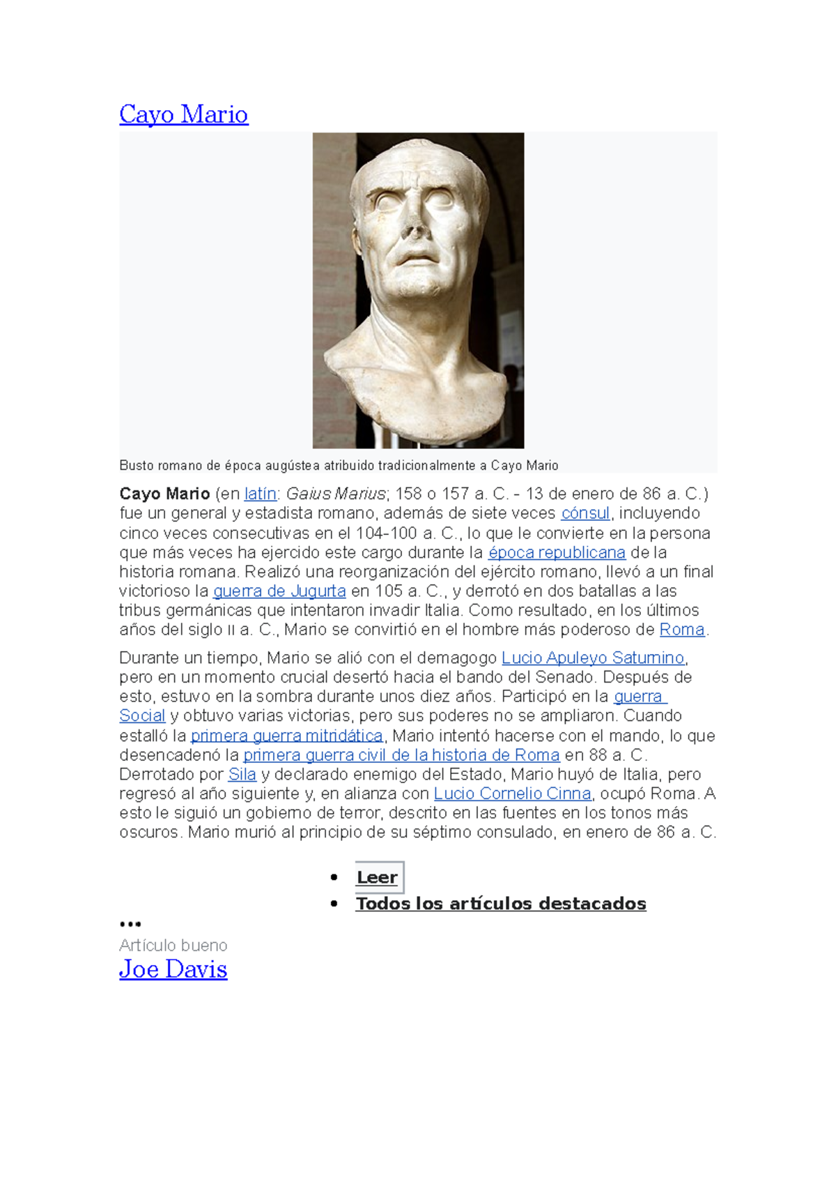 Cayo Mario - Hola - Cayo Mario Busto romano de época augústea atribuido ...