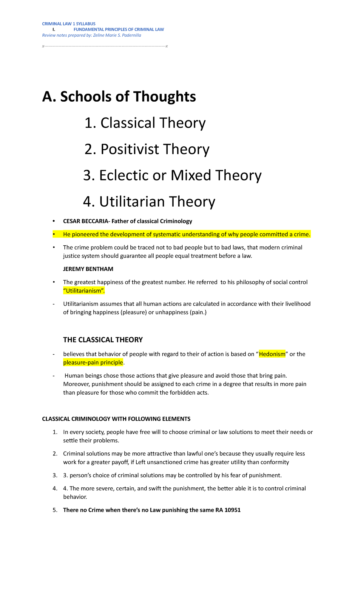 I Fundamental Principles OF CRIM LAW Review - I. FUNDAMENTAL PRINCIPLES ...