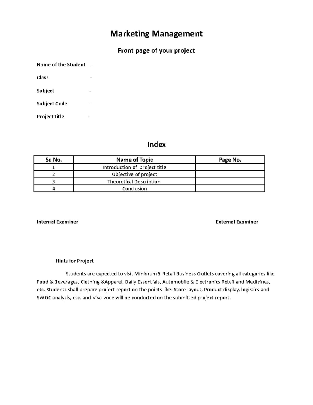Project Sybba - Marketing Management Front page of your project Name of ...