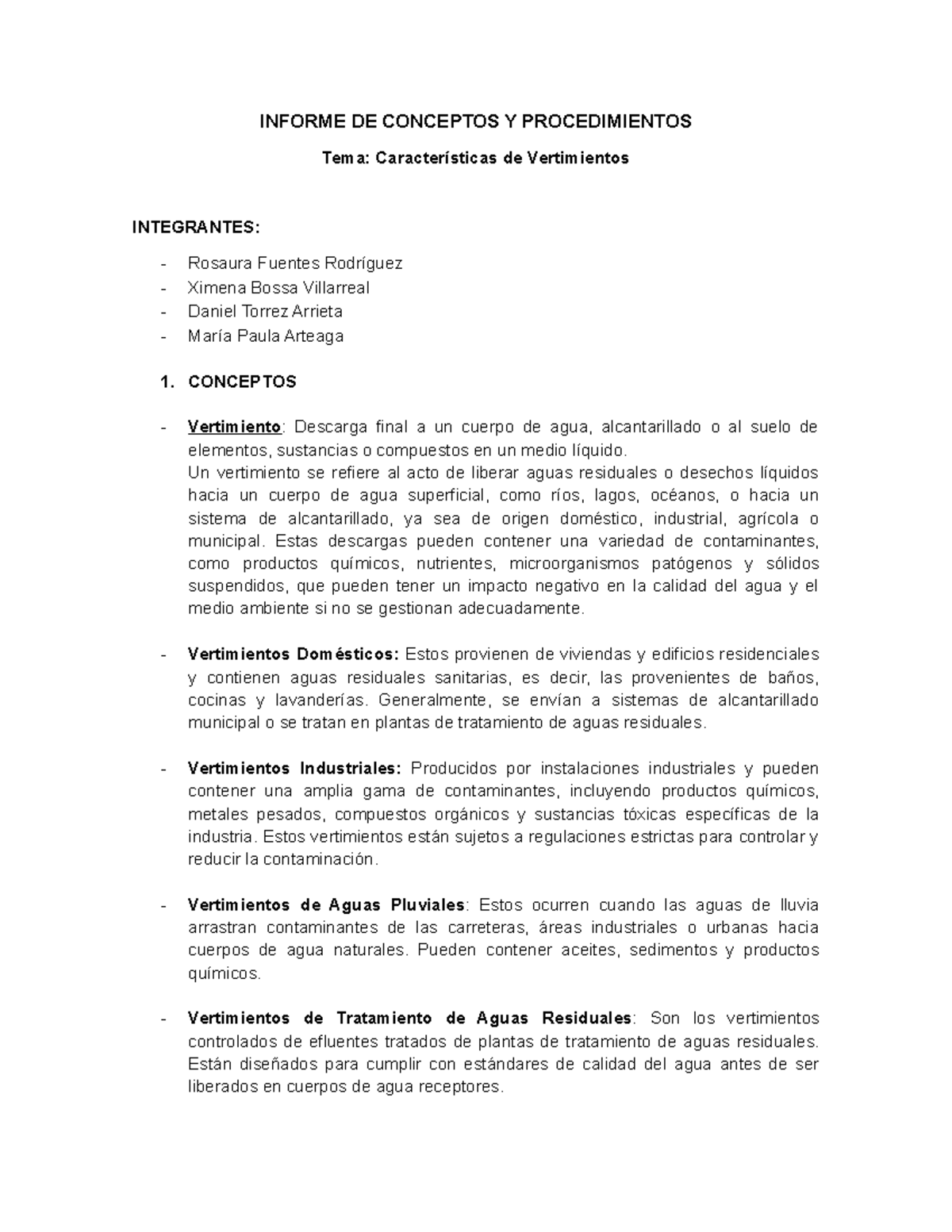 Informe DE Conceptos Y Procedimientos - INFORME DE CONCEPTOS Y ...