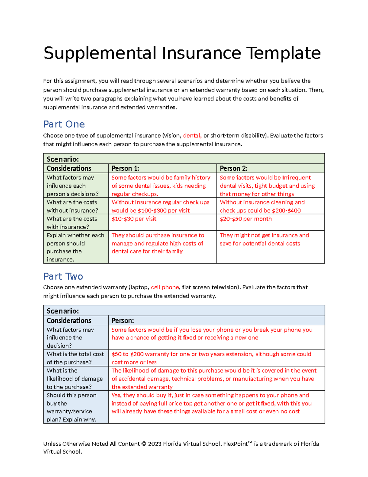 Supplemental insurance template - Supplemental Insurance Template For ...