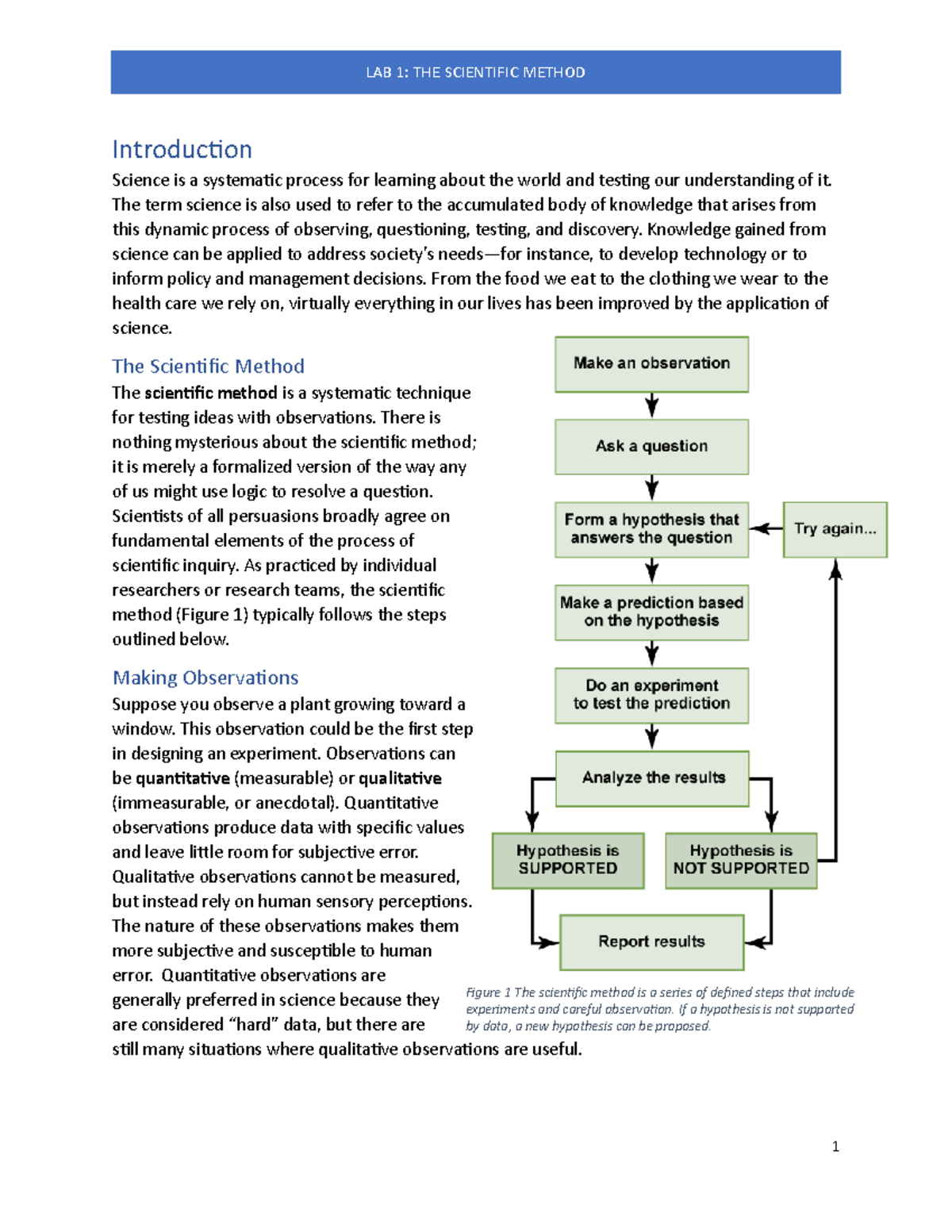 Lab 1 Sci Method V3 Fillable - Introduction Science is a systematic ...
