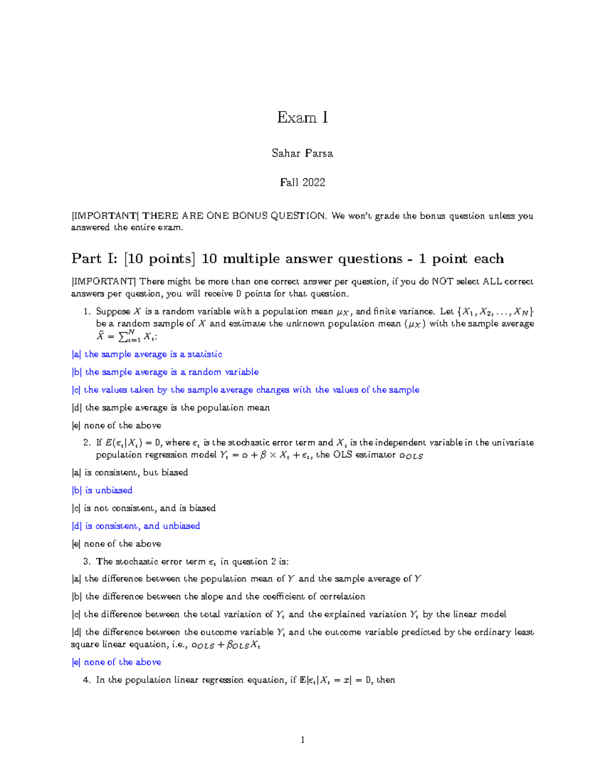 Exam1 Fall2022 - that is a useful practice for assessment one - Exam I ...