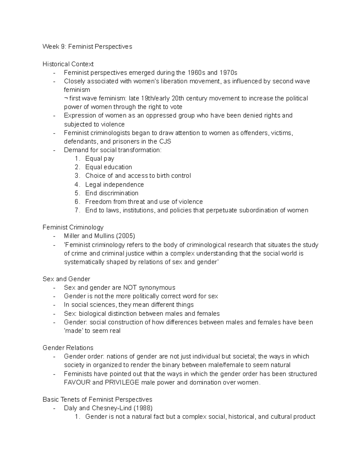 Crm 102 Week 9 Lecture Notes And Textbook Summaries Split Per Topic