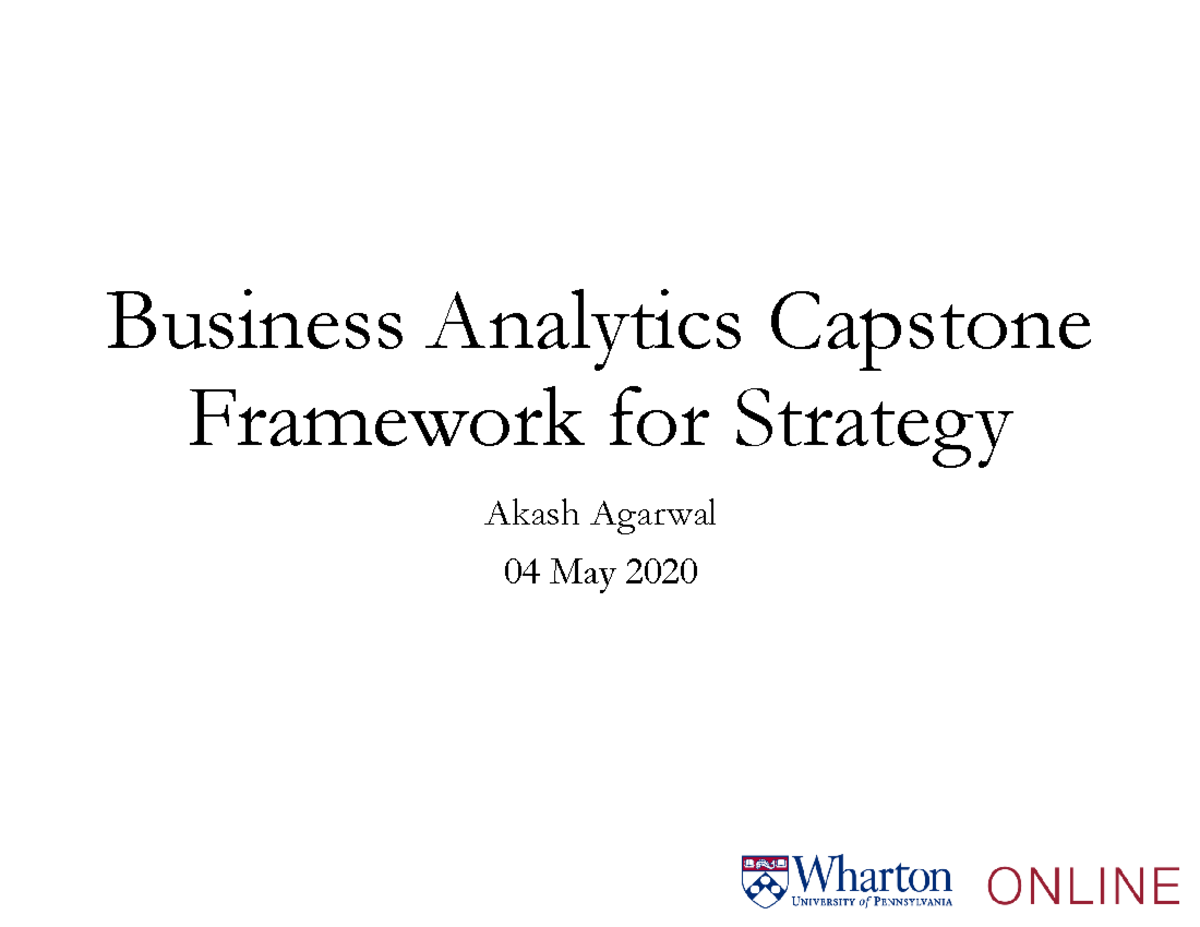 Business Analytics Project - Business Analytics Capstone Framework for ...