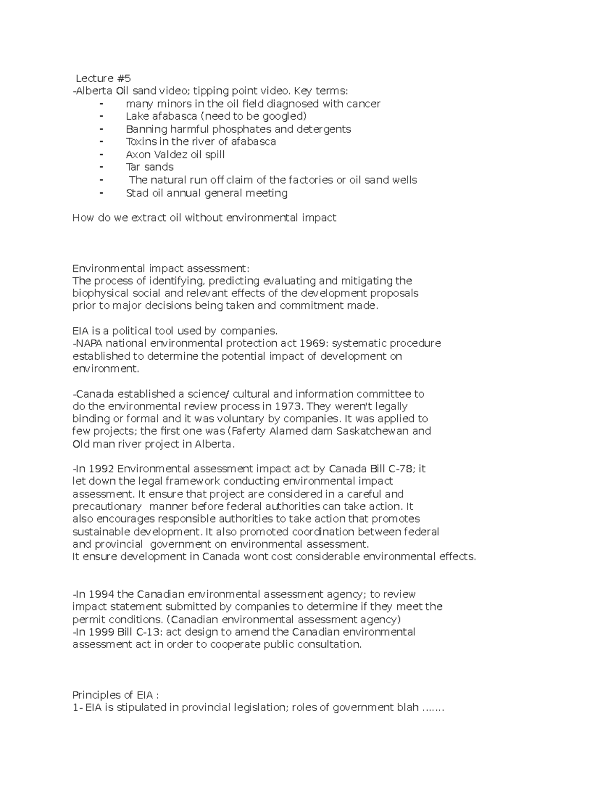GEO 702 Lecture 5 Notes - Lecture # -Alberta Oil sand video; tipping ...