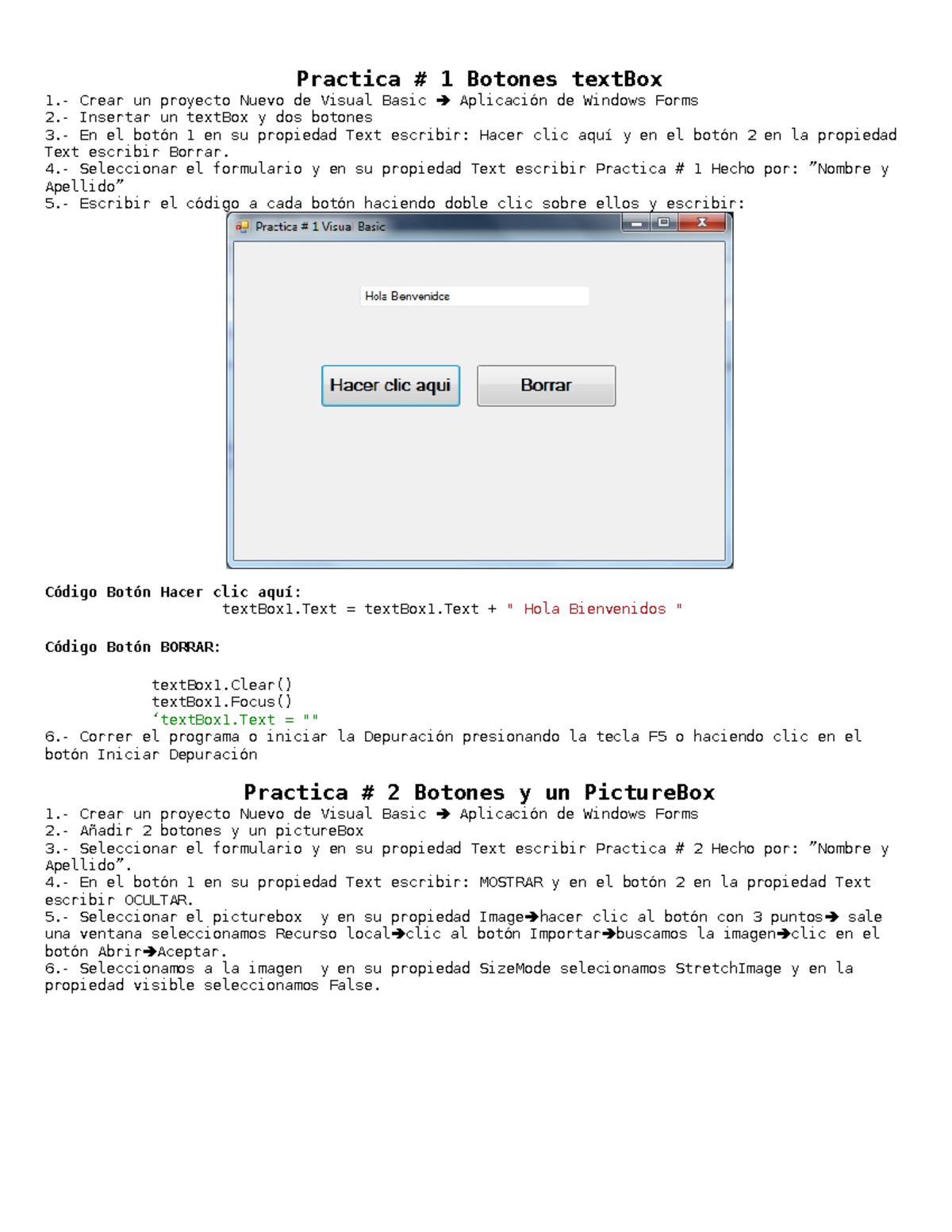Practicasvisual-basic-net - Practica # 1 Botones textBox 1.- Crear un proyecto Nuevo de Visual ...