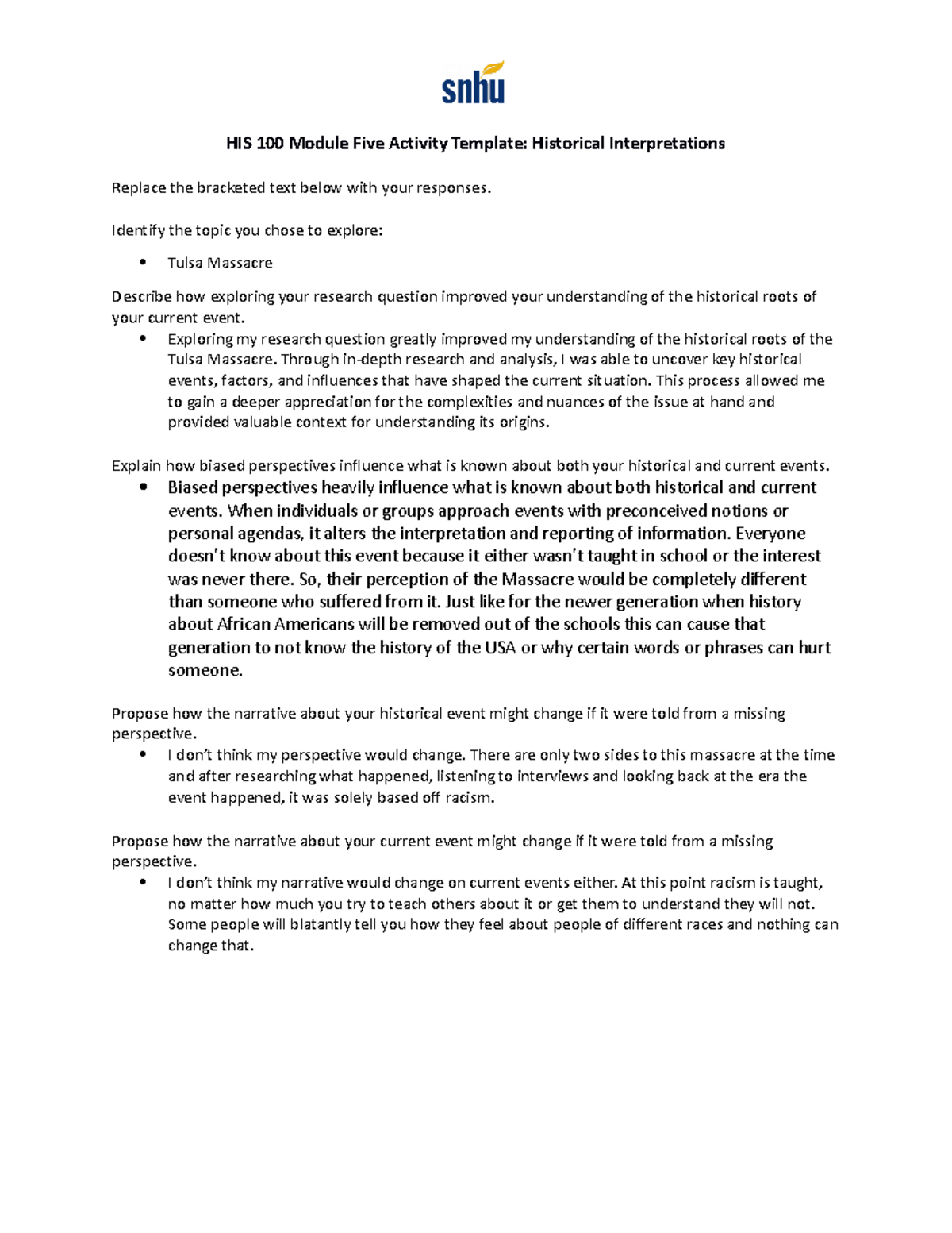 HIS 100 Module Five Activity Template (1) - HIS 100 Module Five Activity Template: Historical ...