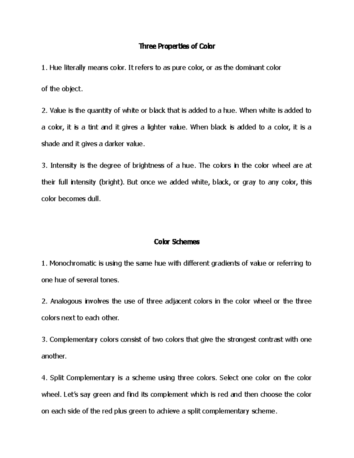 Color: Properties and Schemes - Three Properties of Color Hue literally ...