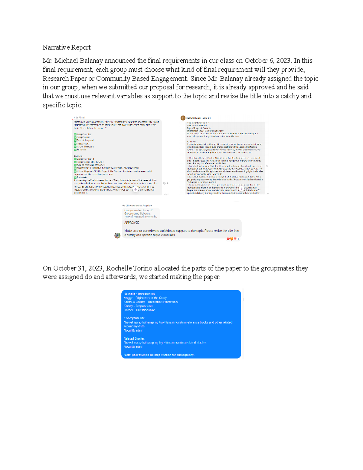 Narrative-Report - sdaa - Narrative Report Mr. Michael Balanay ...