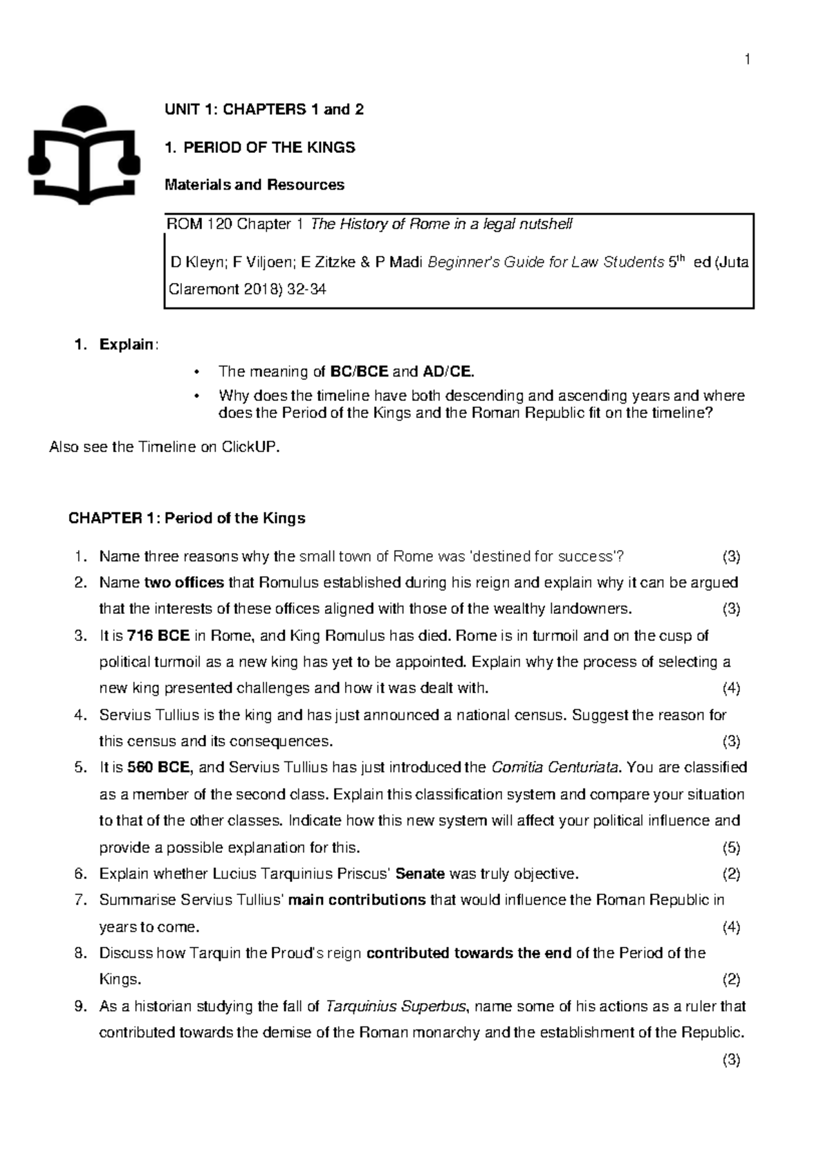 Unit 1 Worksheet 1.1 and 1 - 1 UNIT 1: CHAPTERS 1 and 2 PERIOD OF THE ...