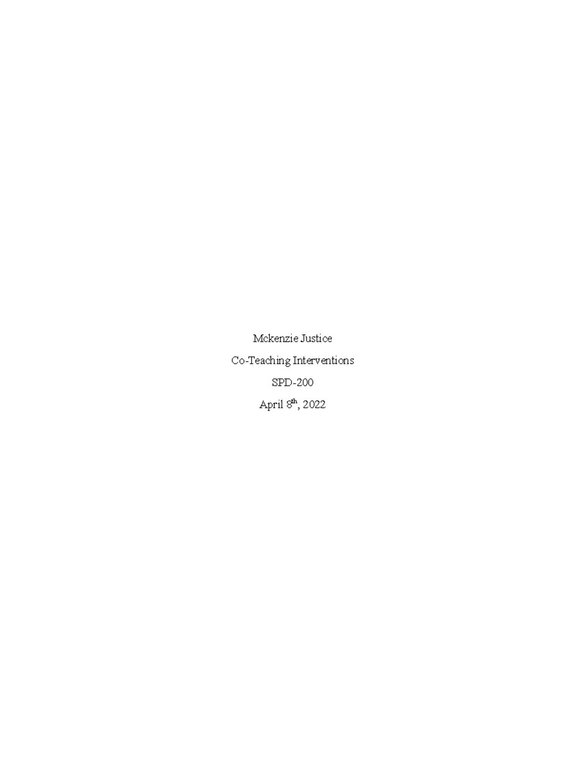 Co-Teaching Interventions - Mckenzie Justice Co-Teaching Interventions ...