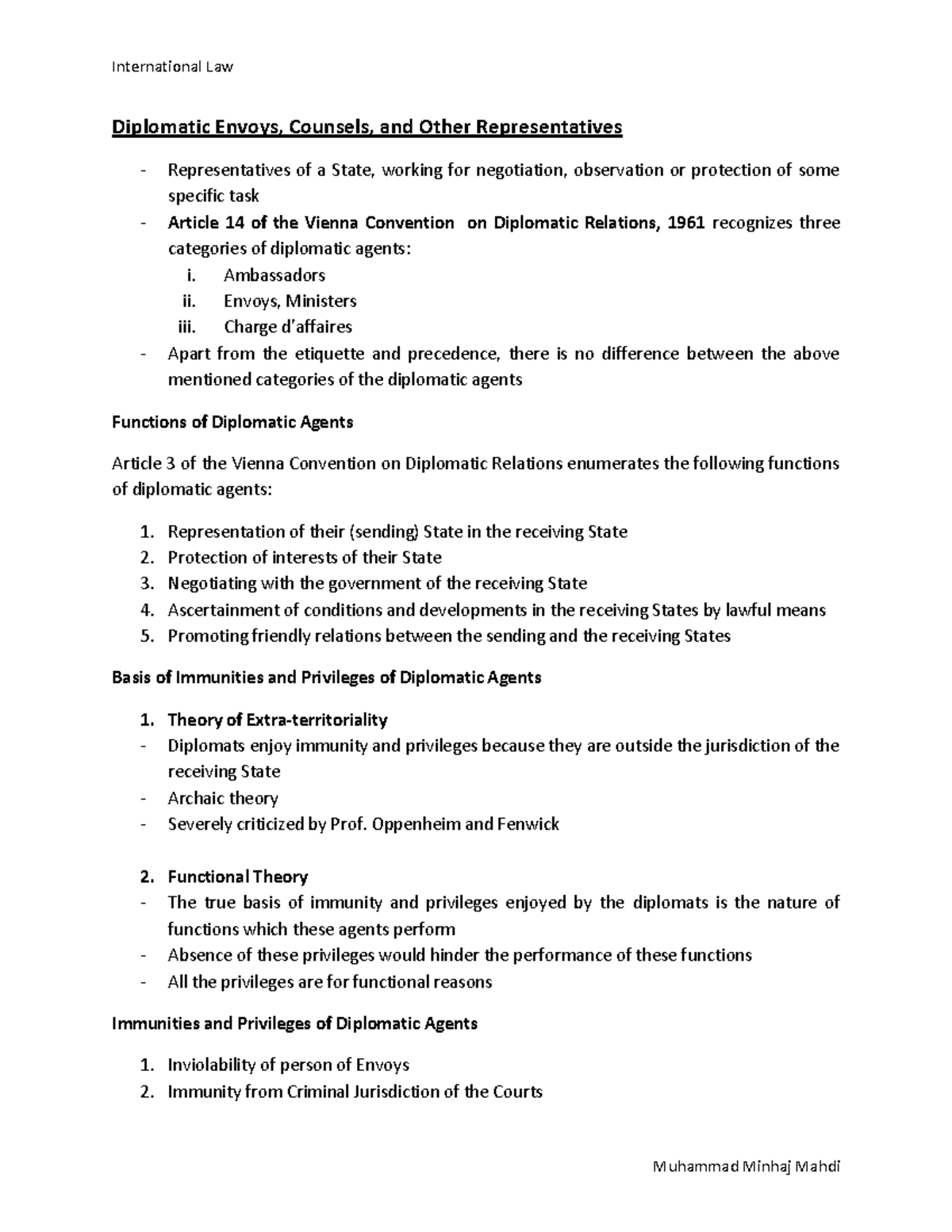 Diplomatic Agents - International Law notes for competitive students ...