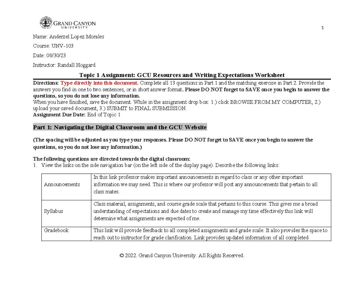 UNV-103-RS-T1-Resources Worksheet-Online - Name: Anderzel Lopez Morales ...