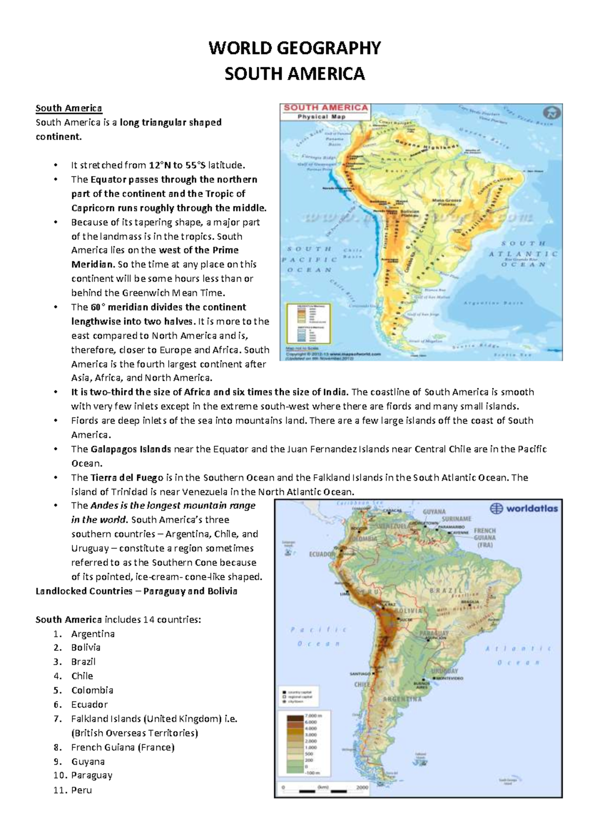 World Geography - South America 33960239 2024 11 09 23 04 - WORLD ...