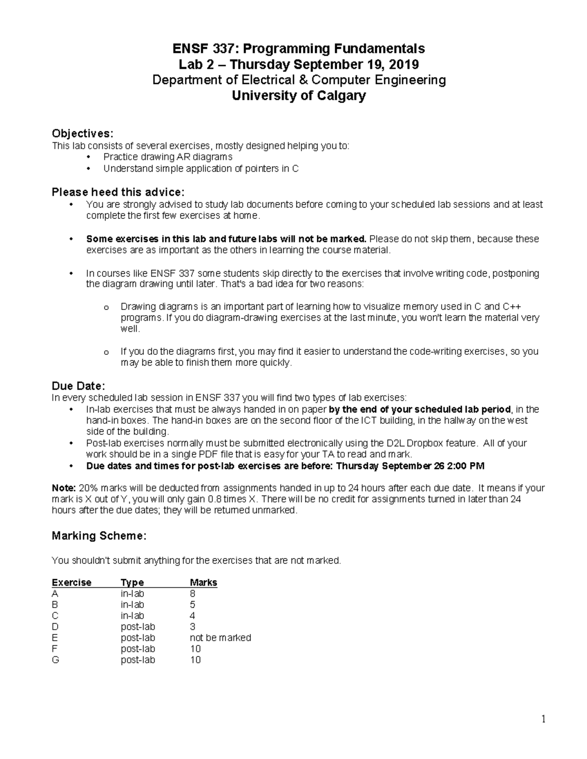 ENSF 337 Programming Fundamentals Lab 2 - Studocu