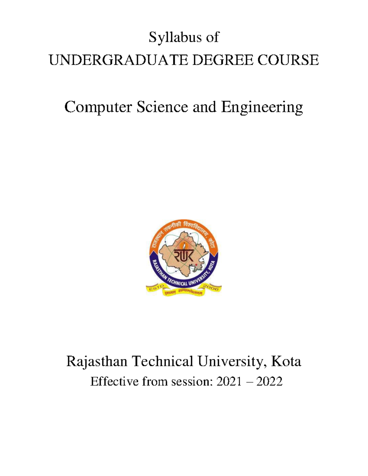 Computer Science and Engineering IV - Syllabus of UNDERGRADUATE DEGREE ...