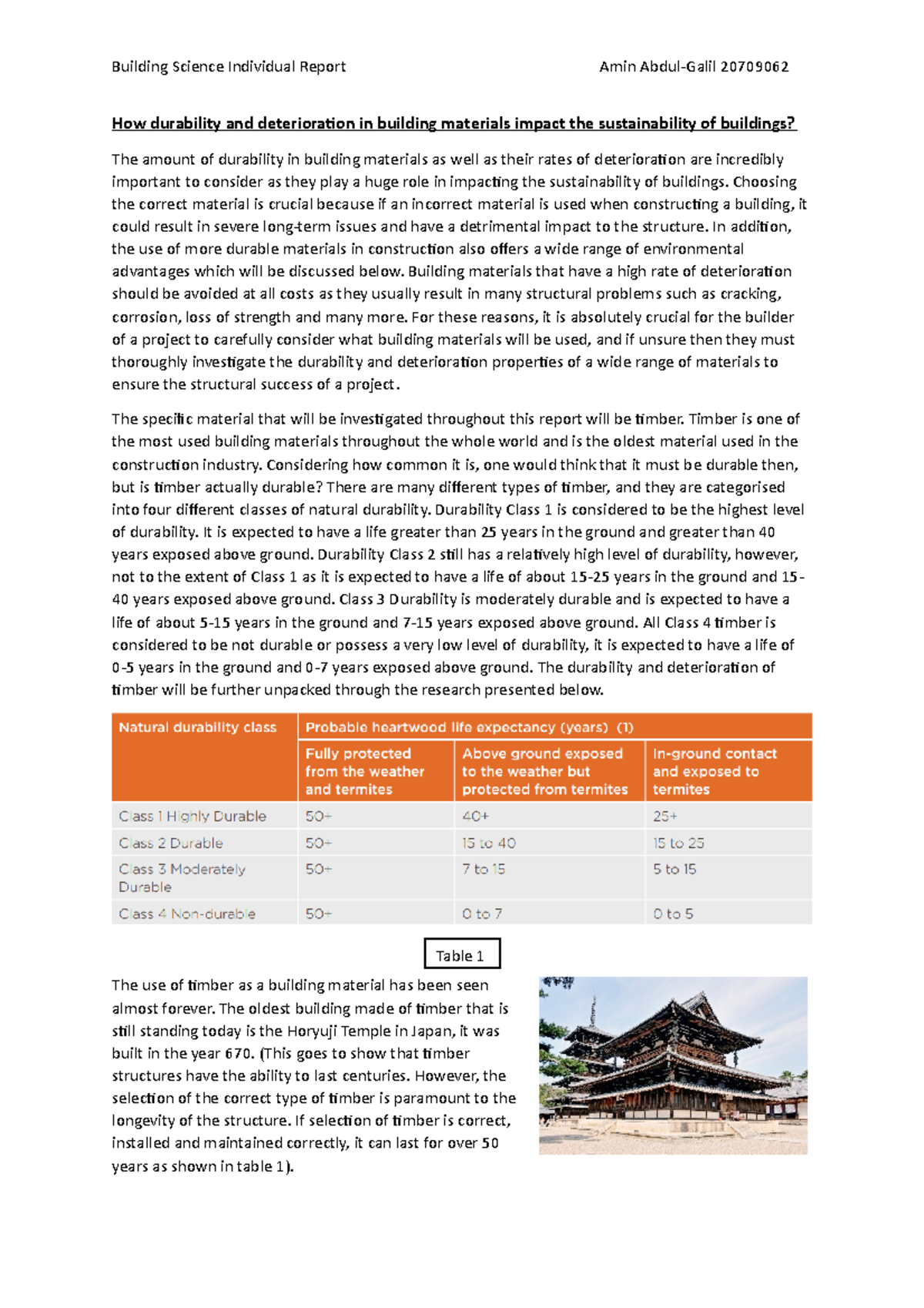 Building Science Individual Report - How durability and deterioration ...
