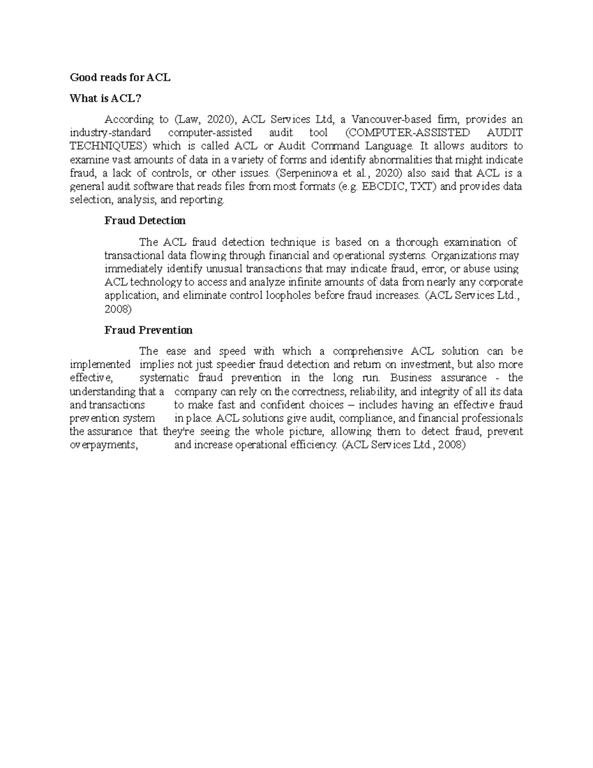 Good reads for ACL in Audit - Good reads for ACL What is ACL? According ...