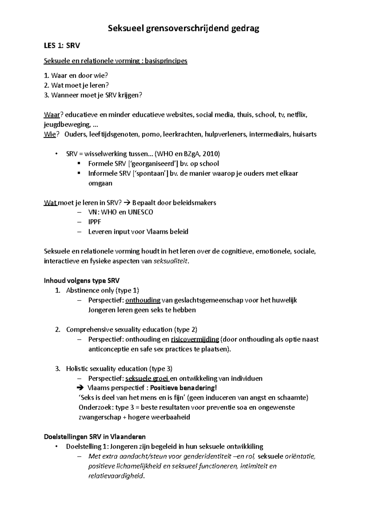 Seksueel grensoverschrijdend gedrag samenvatting - Seksueel grensoverschrijdend gedrag LES 1 ...