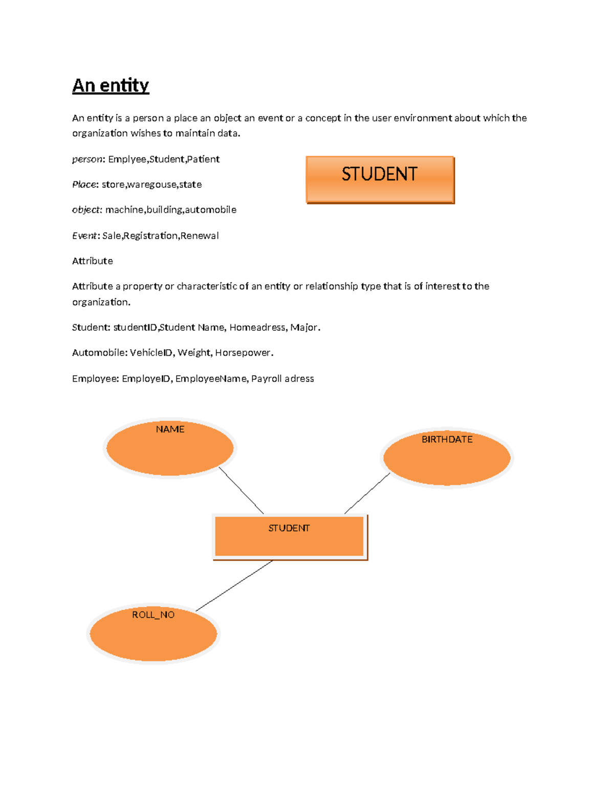 Databases 01 - An entity An entity is a person a place an object an event or a concept in the ...