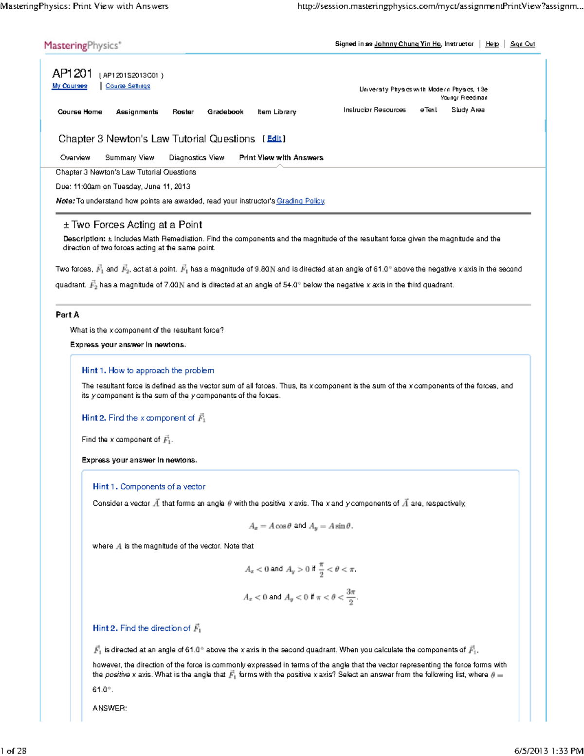 Chapter 3 Tutorials - Tutorial - Signed in as Johnny Chung Yin Ho, Instructor Help Sign Out ...