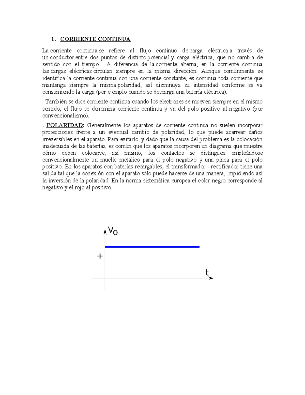 Corriente Continua y Alterna - 1. CORRIENTE CONTINUA La corriente ...