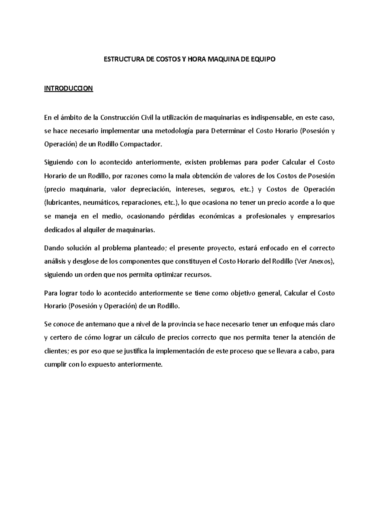 Carretera 1 - jghghg - ESTRUCTURA DE COSTOS Y HORA MAQUINA DE EQUIPO ...