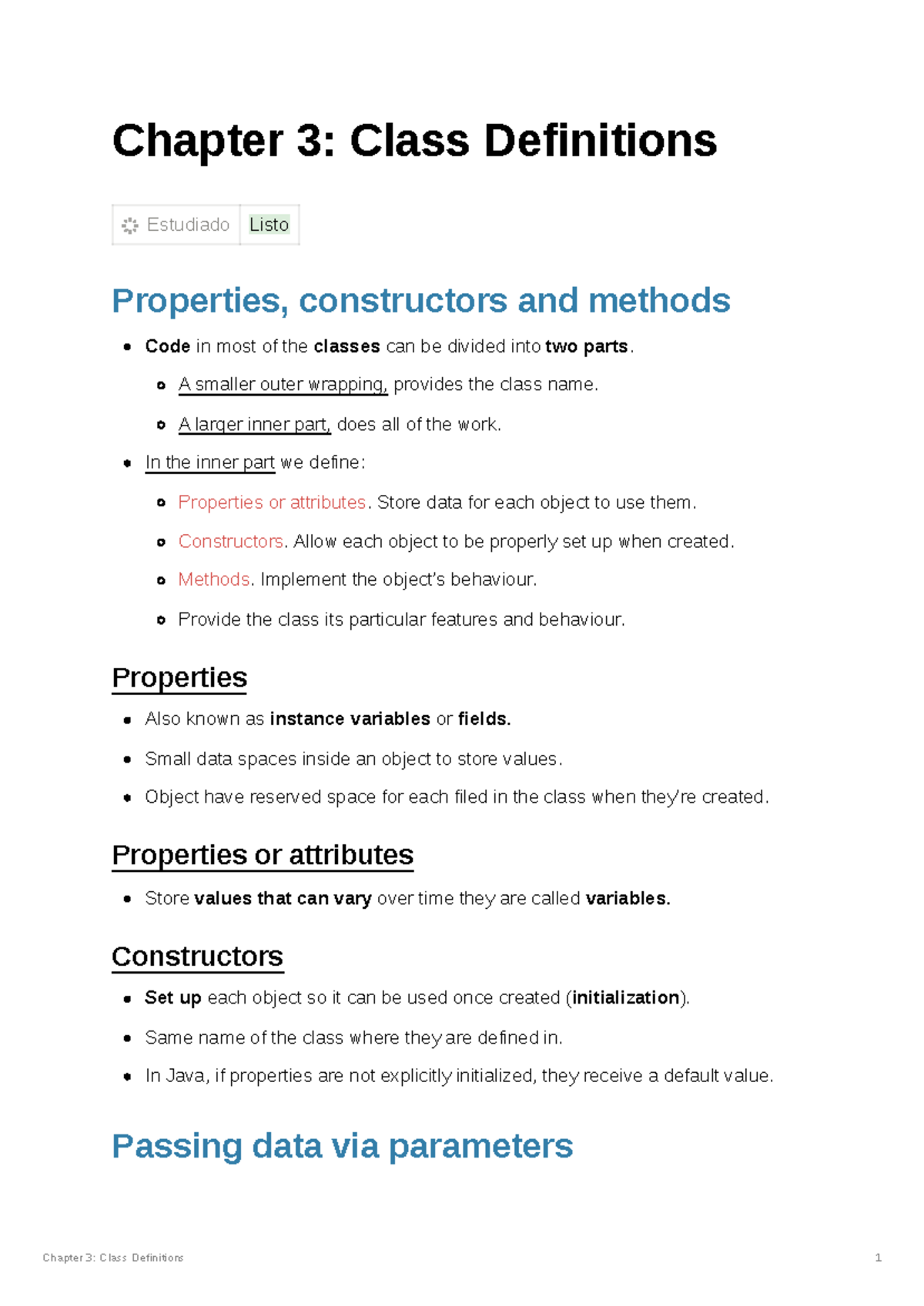 Chapter 3 Class Definitions - Chapter 3: Class Definitions Estudiado ...