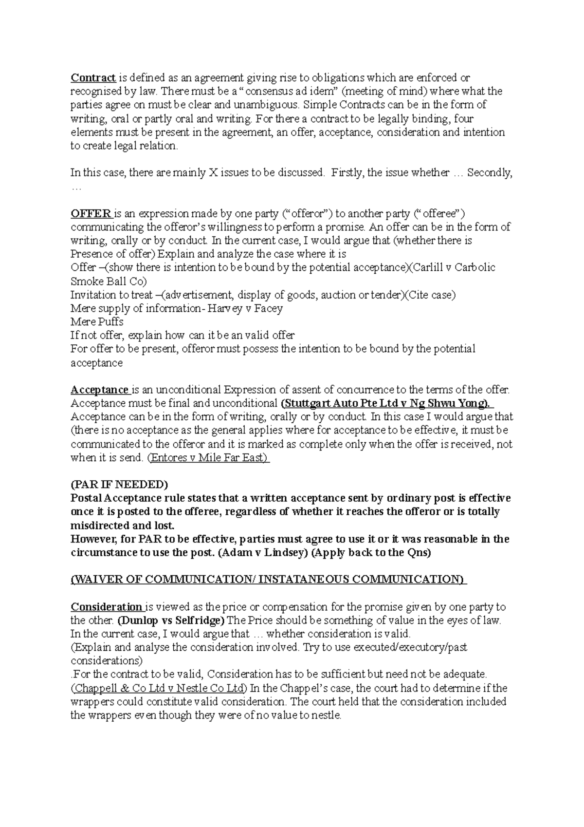 Draf ipac contract - Contract is defined as an agreement giving rise to ...