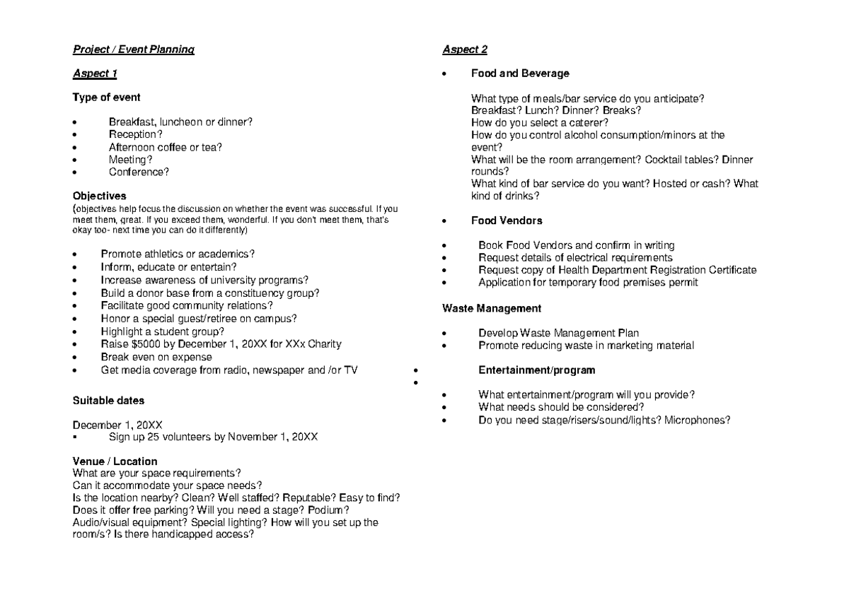Sample/practice exam 21 December 2020, questions - Project / Event ...