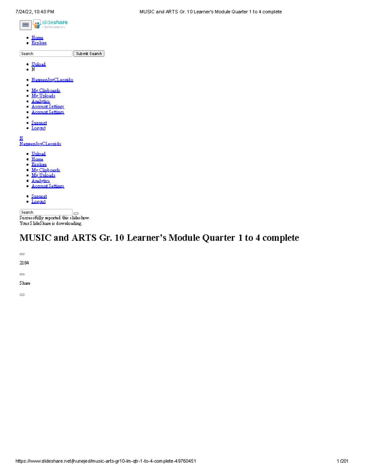 Music and ARTS Gr. 10 Learner's Module Quarter 1 to 4 complete - Home ...