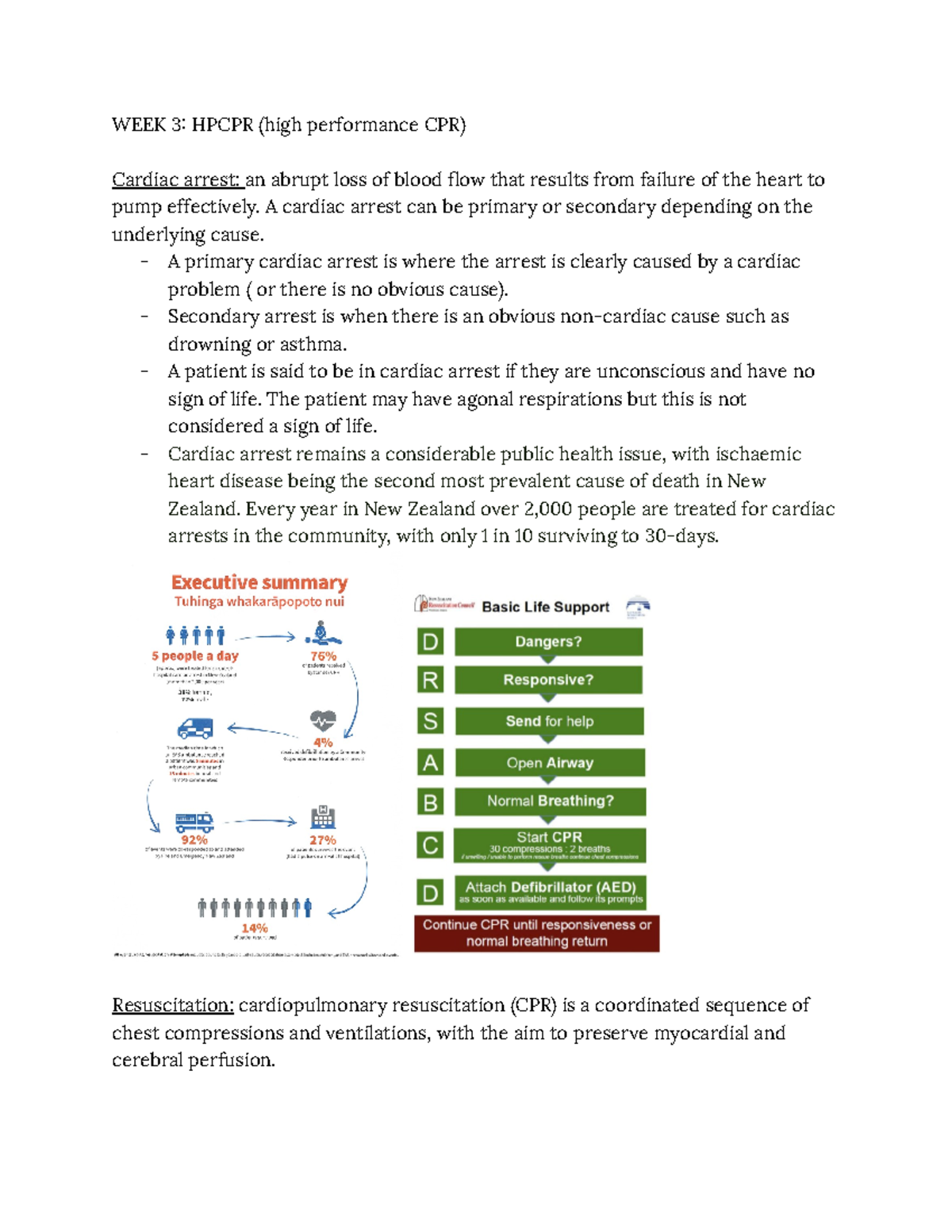 WEEK 3 Hpcpr (high performance CPR)- paramedicine - WEEK 3: HPCPR (high ...
